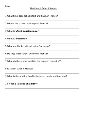 GCSE French - School topic | Teaching Resources