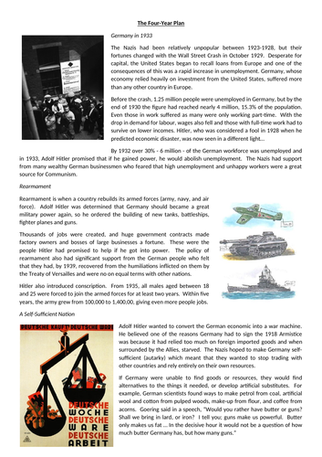 The Nazi's Four-Year Plan for the Economy | Teaching Resources