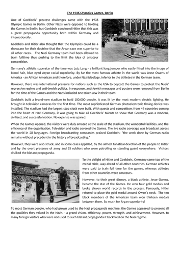 The Berlin Olympic Games, 1936 | Teaching Resources