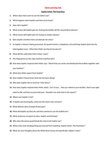 The White Rose Group: Sophie Scholl's Legacy | Teaching Resources