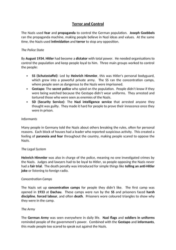 Terror and Repression in Nazi Germany | Teaching Resources