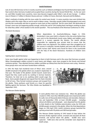 Jewish Resistance to the Nazis | Teaching Resources