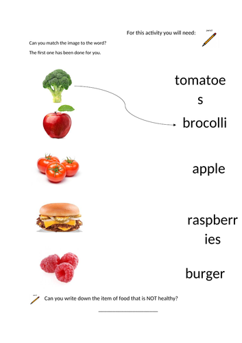 Matching - Healthy Eating | Teaching Resources
