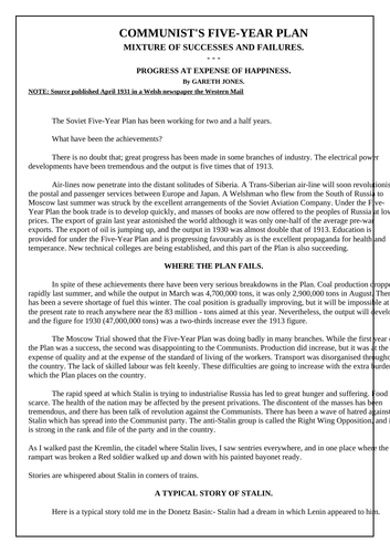 Stalin's Economic Policies | Teaching Resources