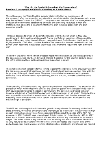 Stalin's Economic Policies | Teaching Resources