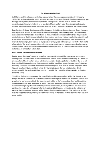 The Marmot Review and The Affluent Worker Studies: Social ...