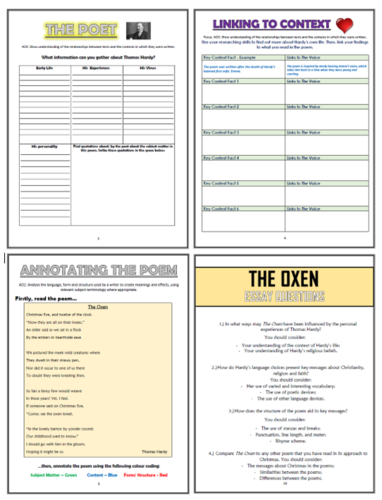 The Oxen - Thomas Hardy - Comprehension Activities Booklet! | Teaching ...