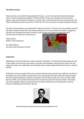 The causes of World War One (M.A.I.N) | Teaching Resources