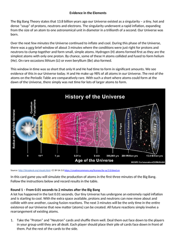 Cosmology and Big Bang card game | Teaching Resources