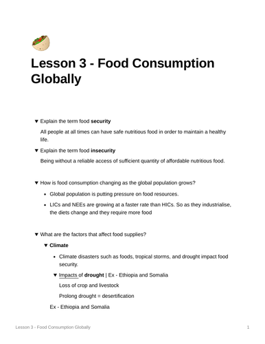 GCSE AQA Geography: Global Resource Management (FOOD) | Teaching Resources GCSE AQA Geography: Global Resource Management (FOOD) | Teaching Resources