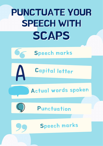 SCAPS punctuating speech with inverted commas poster | Teaching Resources