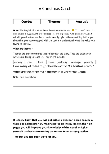 A Christmas Carol Quotes Worksheets | Teaching Resources