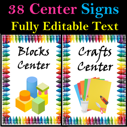 Center Signs for Preschool, Pre-K, and Kindergarten - Editable ...