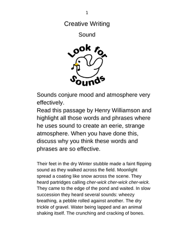 Creative Writing; Using Sound | Teaching Resources