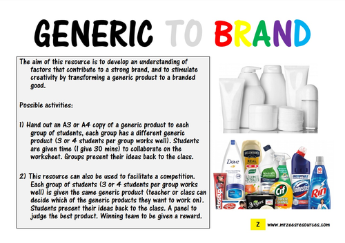 Generic to Brand - Marketing | Teaching Resources