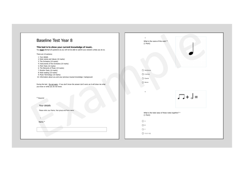 Baseline Test for year 8 | Teaching Resources