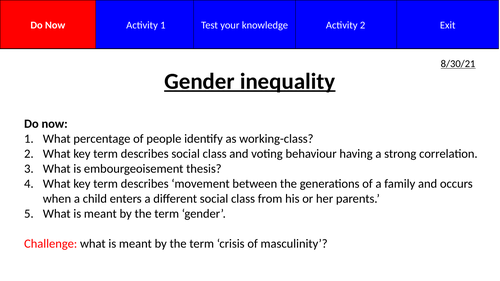 Gender and inequality: Social Stratification AQA Sociology | Teaching ...
