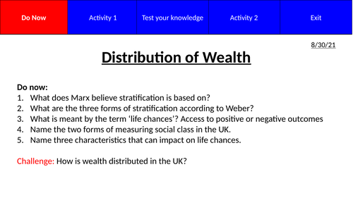 Distribution of Wealth and defining poverty: Social Stratification AQA ...
