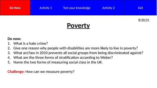 Poverty topic: Social Stratification AQA Sociology | Teaching Resources