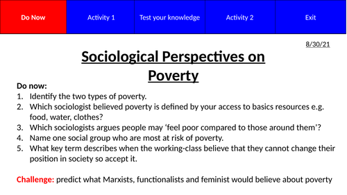 Poverty topic: Social Stratification AQA Sociology | Teaching Resources