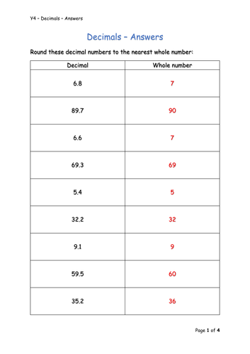 Y4 Maths - Decimals | Teaching Resources