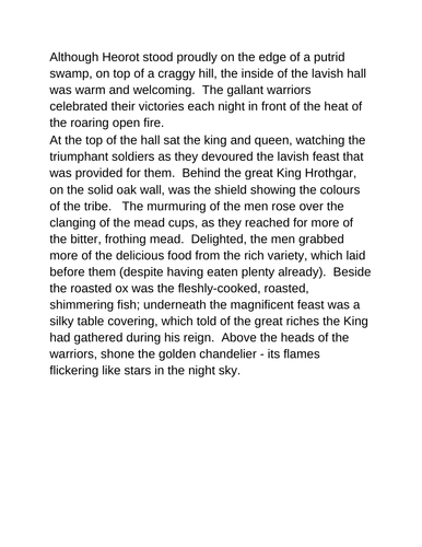 Beowulf Heorot Mead Hall: Example text for study & identification of ...