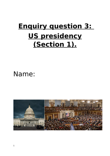 Presidency workbook - US Politics | Teaching Resources