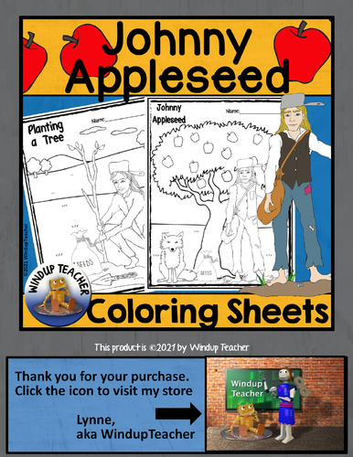 Johnny Appleseed Coloring Pages for Fall or Autumn | Teaching Resources