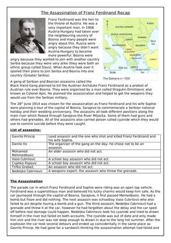 Short Term Causes WWI | Teaching Resources