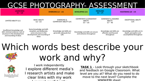 Edexcel GCSE Photography Assessment grid and feedback sheets | Teaching ...
