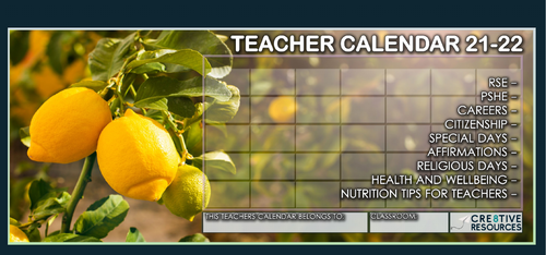 Teacher calendar special days | Teaching Resources