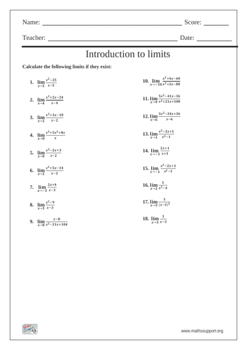 Introduction to the concept of limits - AP | Teaching Resources