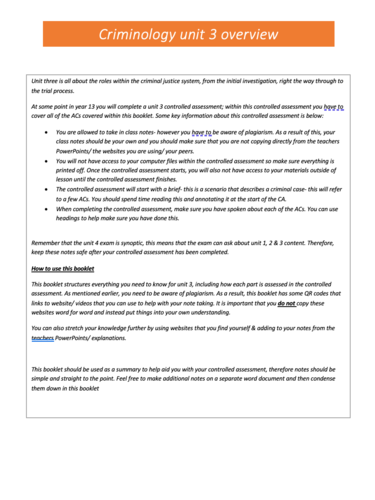 WJEC criminology Unit 3 booklet | Teaching Resources WJEC criminology Unit 3 booklet | Teaching Resources