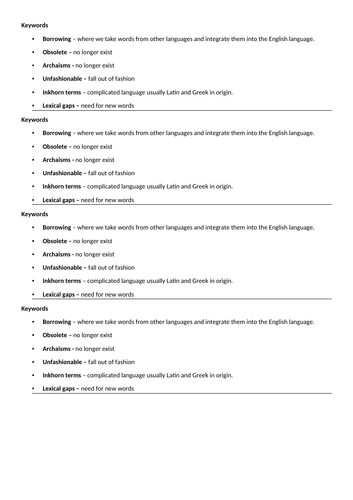 A Level English Language - Language Change Resources Paper 1 and Paper ...