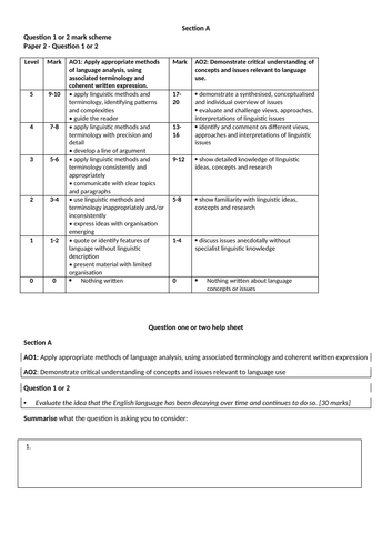 A Level English Language - Language Change Resources Paper 1 and Paper ...