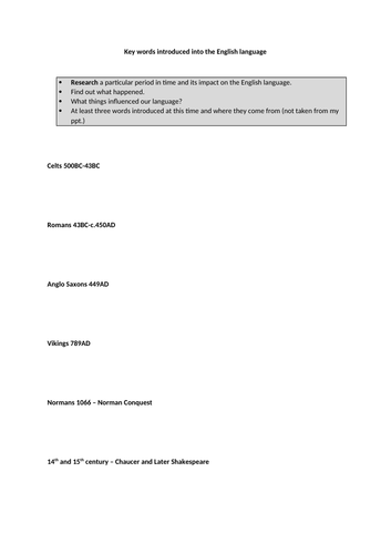 A Level English Language - Language Change Resources Paper 1 and Paper ...