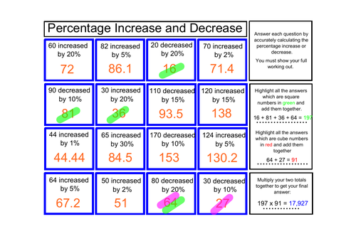 Two Percentage Puzzles | Teaching Resources