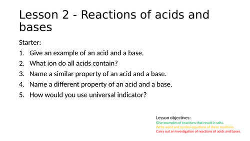 Reactions of acids and bases | Teaching Resources