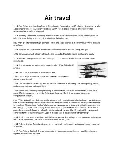 Air Travel in America Timeline | Teaching Resources