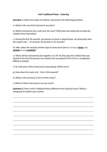 Folk Music - Sea Shanties & Irish Traditional Music Slides & Tasks ...