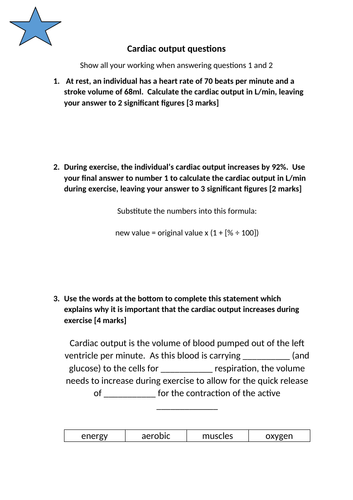 Calculating cardiac output (Edexcel GCSE Biology & Combined Science) | Teaching Resources