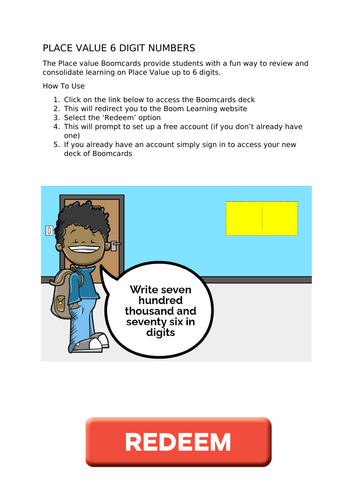 BOOM CARDS-Place Value Number up to 6 digits | Teaching Resources