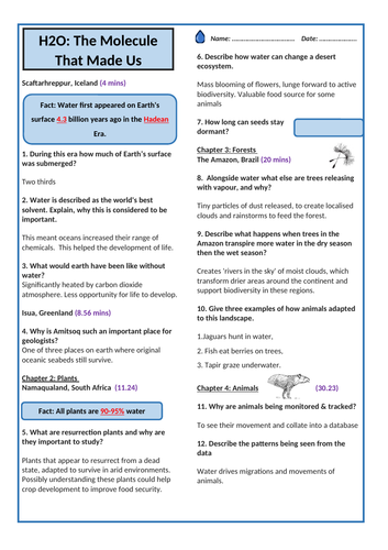 H20: The Molecule That Made Us | Teaching Resources