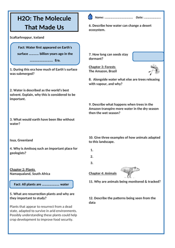 H20: The Molecule That Made Us | Teaching Resources
