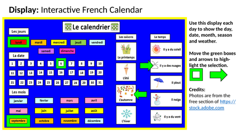 Display: Interactive French Calendar | Teaching Resources