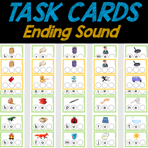 Ending Sounds TASK CARDS | Phonics | Easy PREP | Pre-k & Kindergarten ...