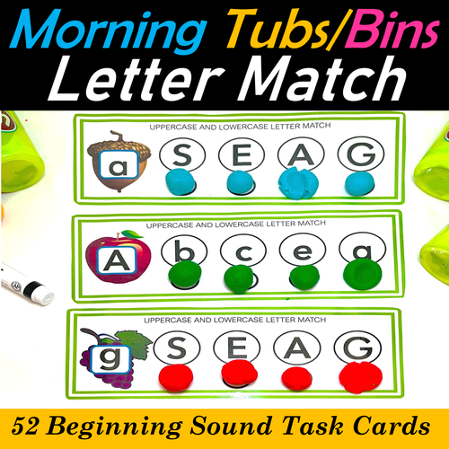 Alphabet/ Letter Match Fine Motor Task Cards for Work bins, Morning ...