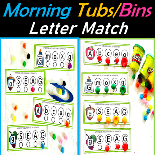 Alphabet/ Letter Match Fine Motor Task Cards for Work bins, Morning ...