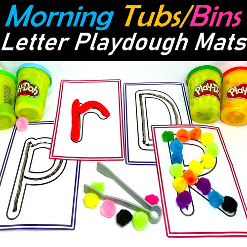 Playdough Letters/ Alphabets Fine Motor Task Cards for Work bins ...