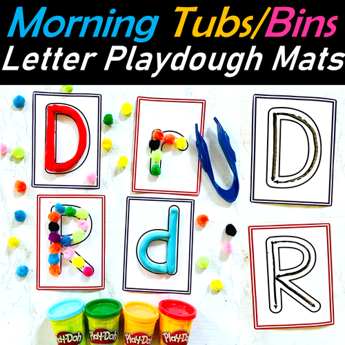 Playdough Letters/ Alphabets Fine Motor Task Cards for Work bins ...